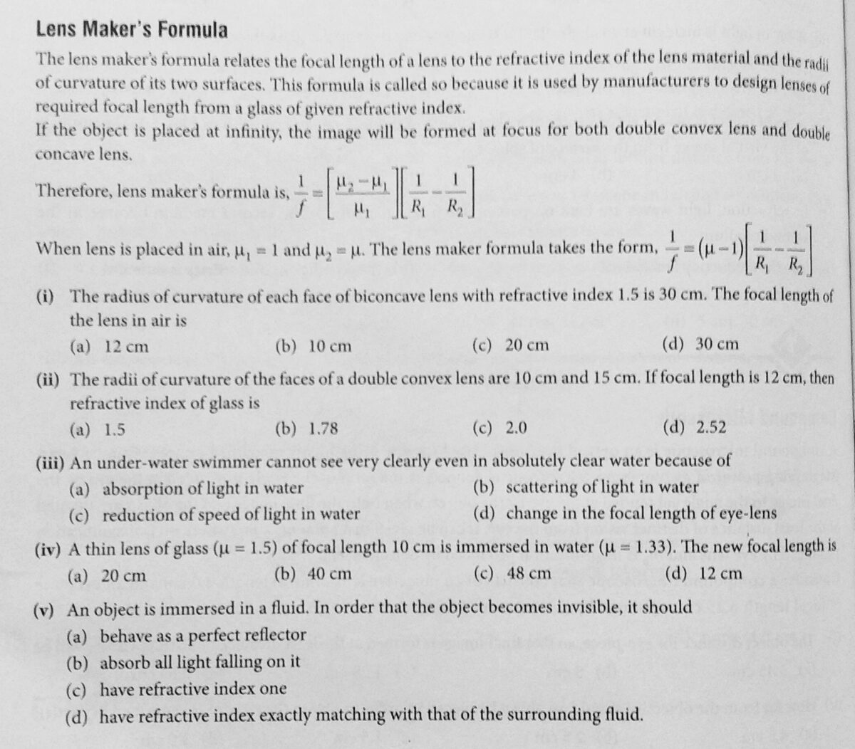 Case study questions on ray optics – Physics Classes